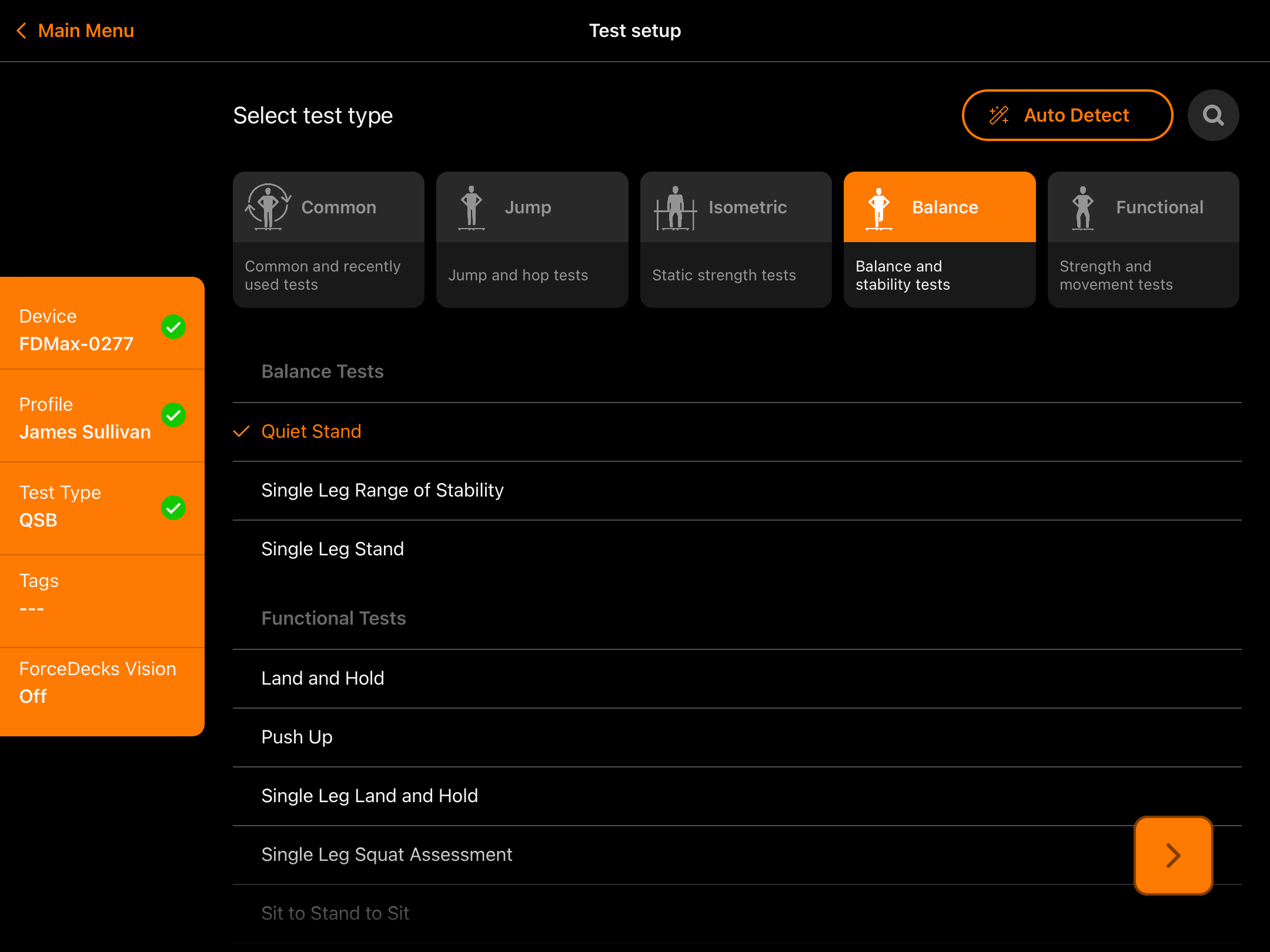 Record a balance test in ForceDecks iOS – VALD Knowledge Base