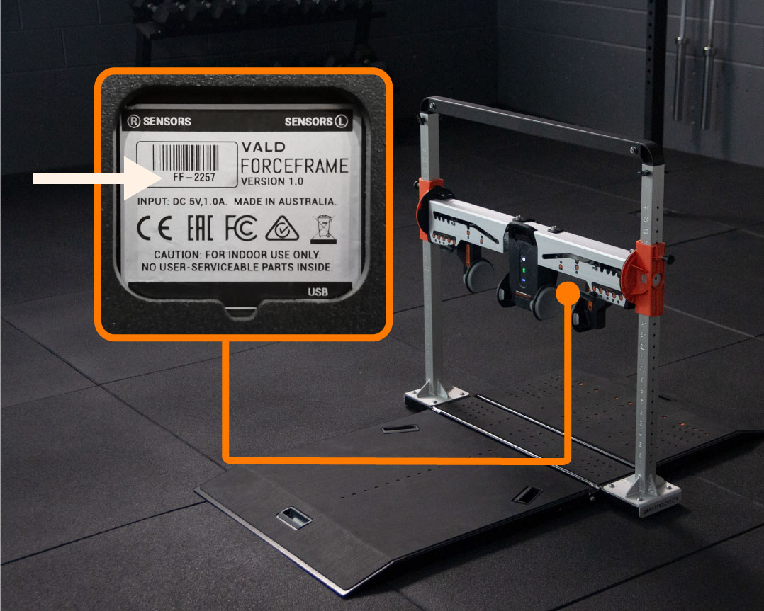 Locate your ForceFrame serial number – VALD Knowledge Base