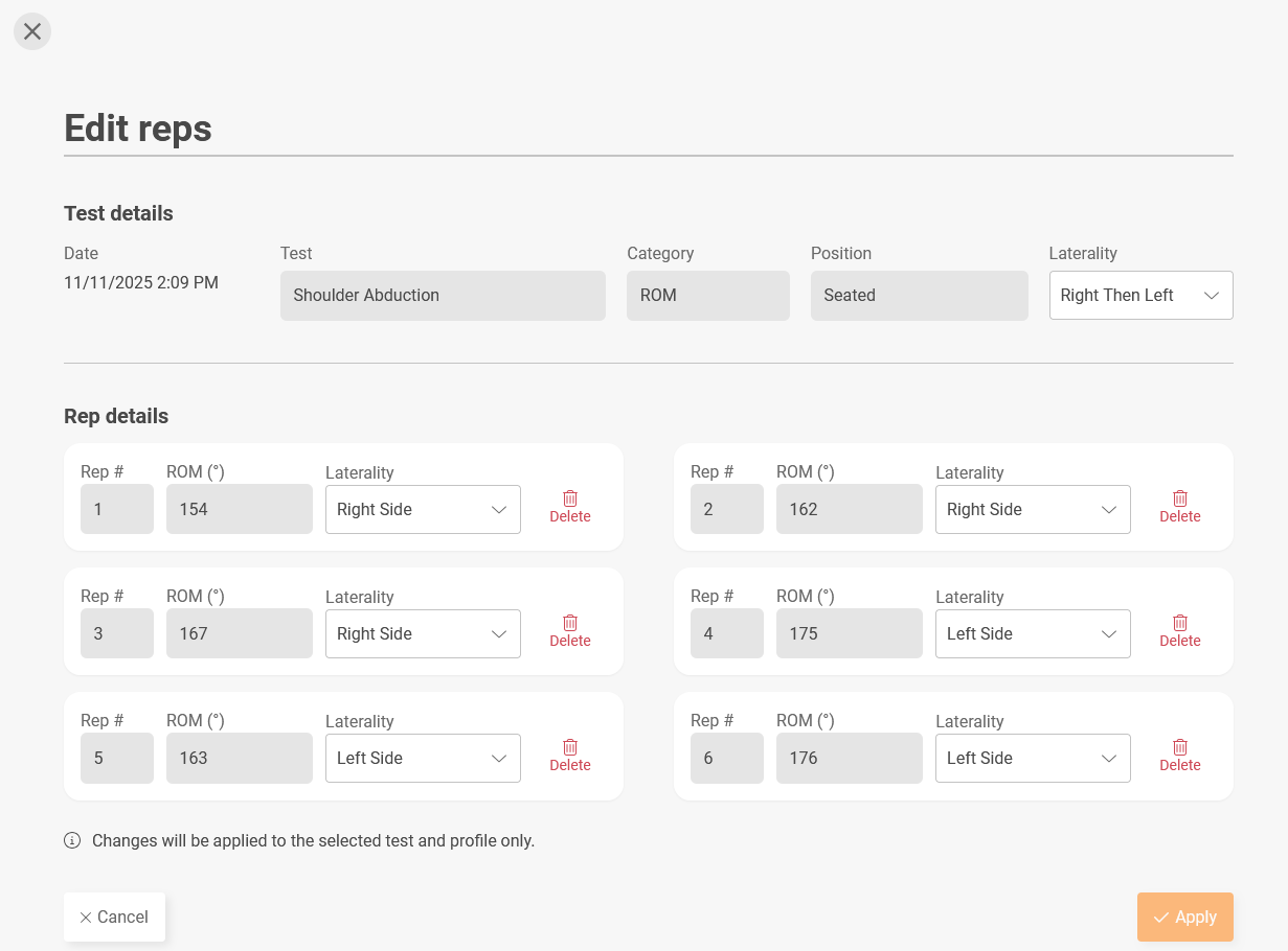Edit DynaMo test reps in VALD Hub – VALD Knowledge Base