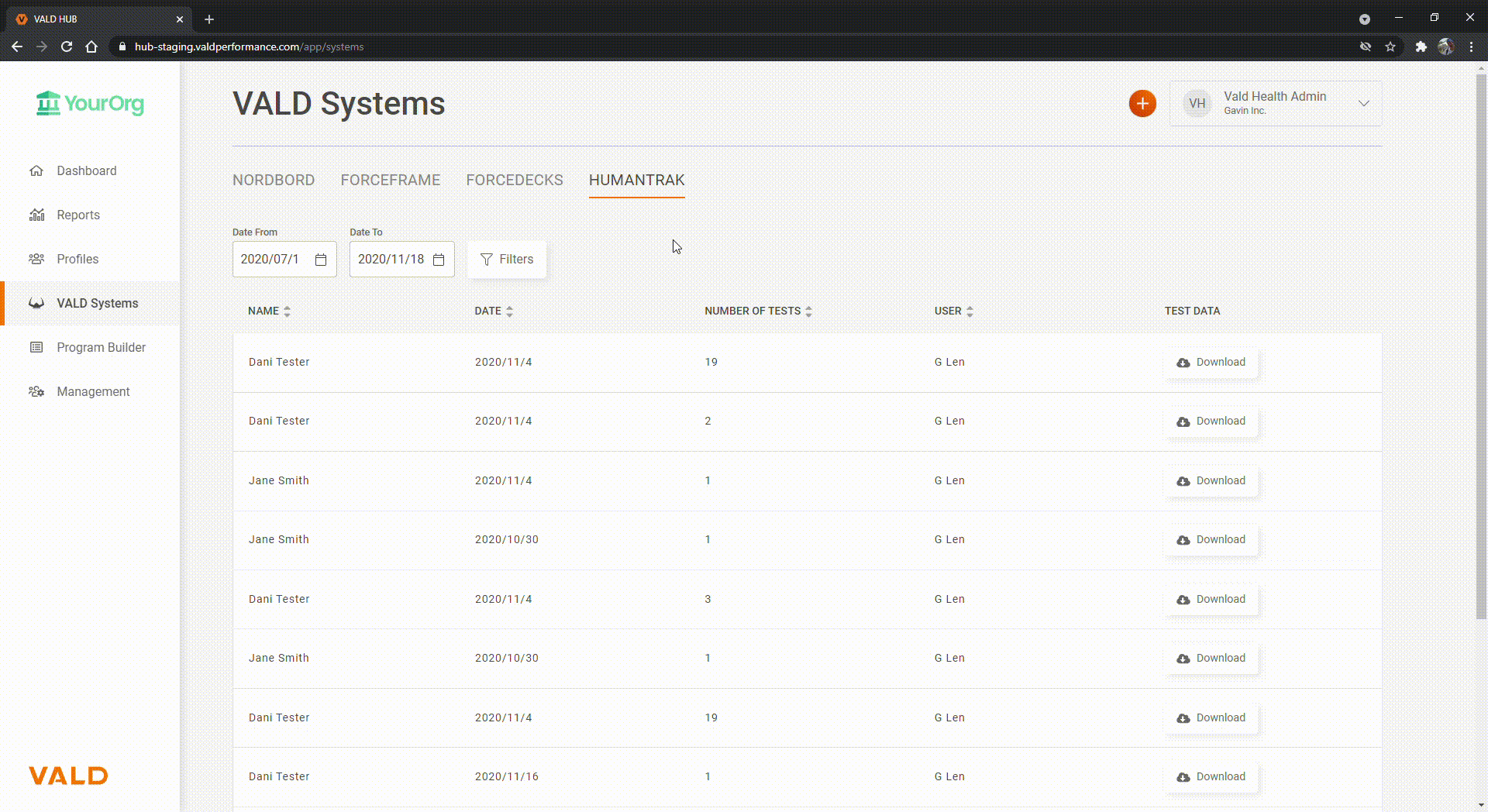 Download HumanTrak Test Data From VALD Hub VALD Knowledge Base