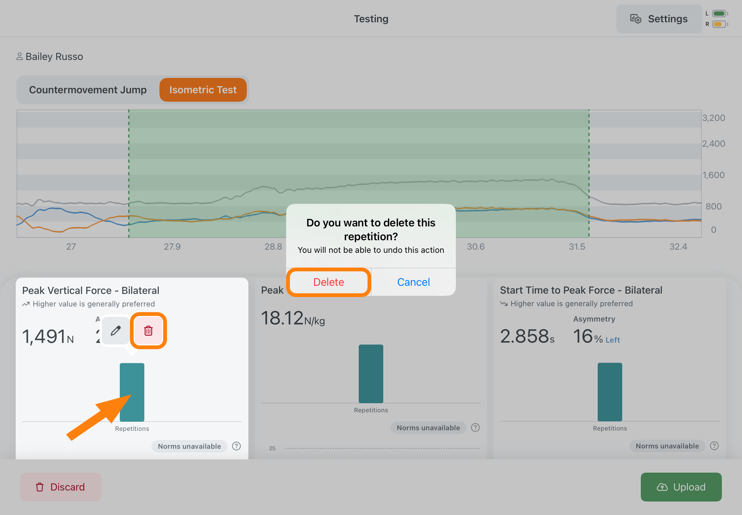 Delete reps in ForceDecks iOS – VALD Knowledge Base