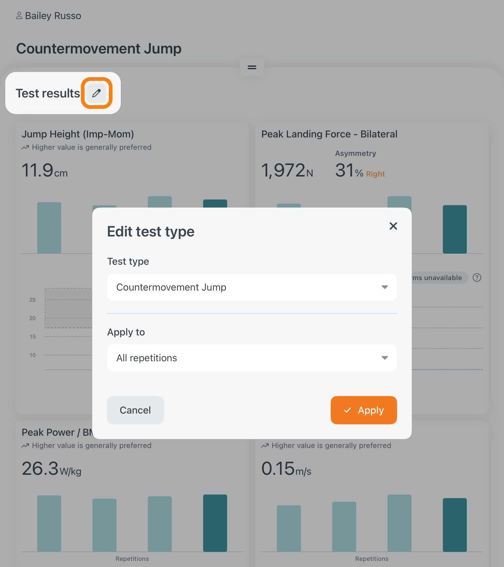 Change test type in ForceDecks iOS – VALD Knowledge Base