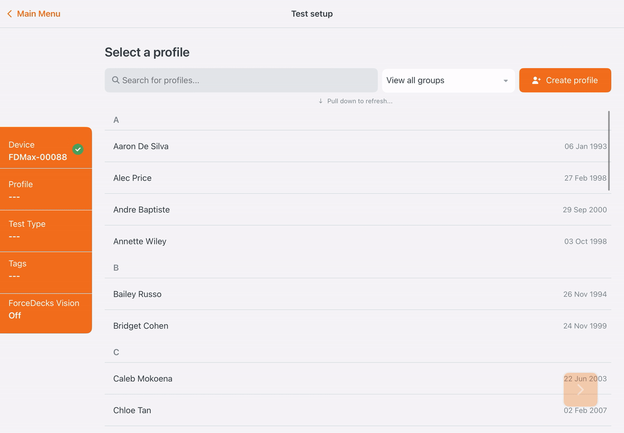 Record a test in ForceDecks iOS – VALD Knowledge Base